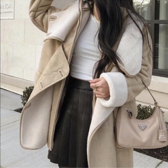 J.ING | Jackets & Coats | Jing Oversized Tan And Cream Shearling Coat ...